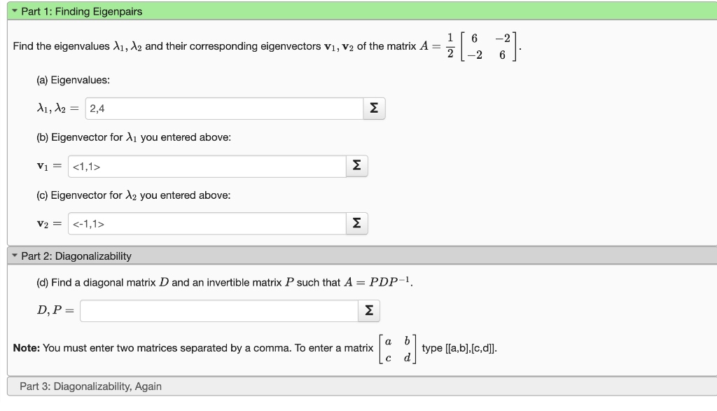 Solved Part 1: Finding Eigenpairs 16 -21 Find the | Chegg.com