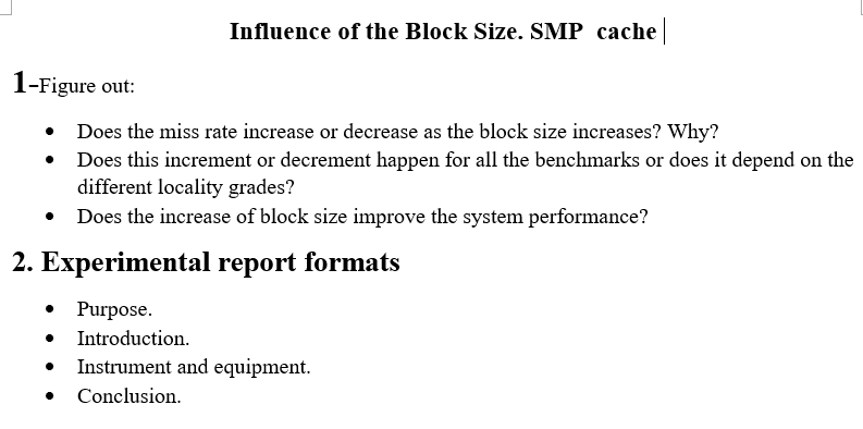 Solved Influence of the Block Size. SMP cache 1-Figure out: | Chegg.com