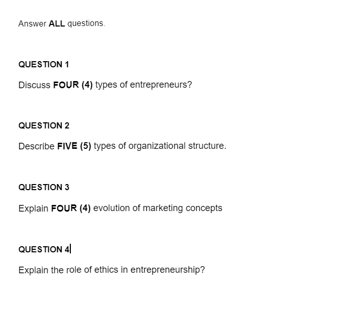 Solved Answer ALL questions. QUESTION 1 Discuss FOUR (4) | Chegg.com