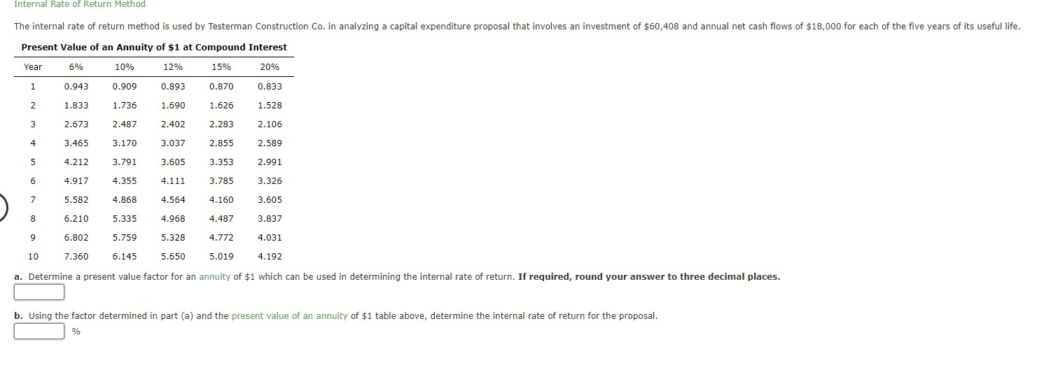 Solved A Determine A Present Value Factor For An Annuity Of 3613