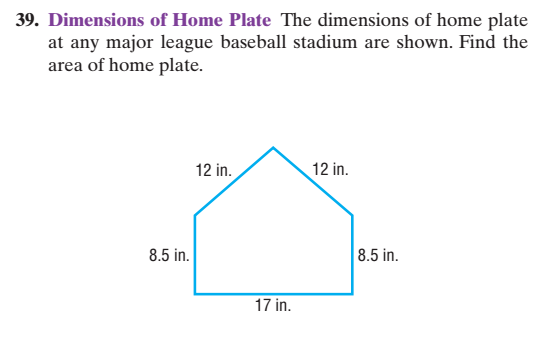 Solved 39. Dimensions of Home Plate The dimensions of home | Chegg.com