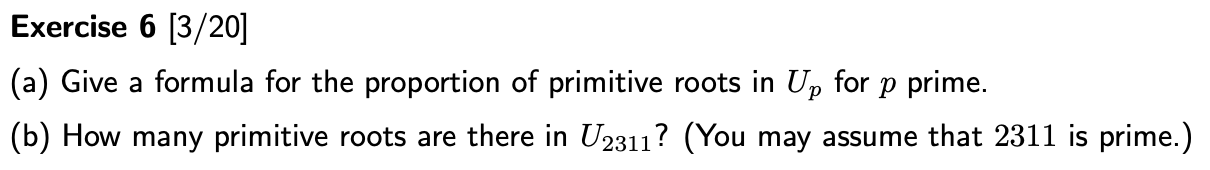 Solved Exercise 6[3/20] (a) Give a formula for the | Chegg.com