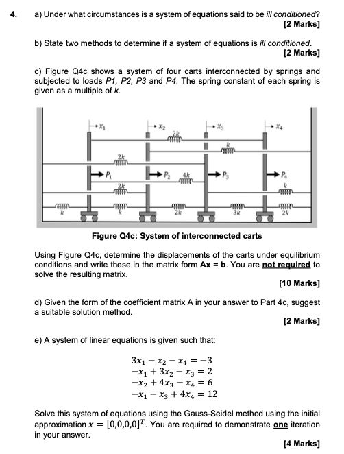 Solved a) Under what circumstances is a system of equations | Chegg.com