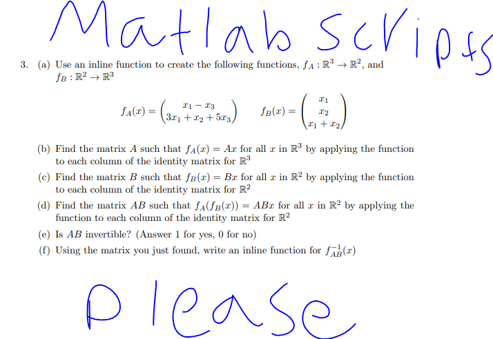 Solved Matlab Scripts 3 A Use An Inline Function To 8231