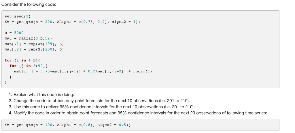Consider the following code: set.seed (2) xt gen_ | Chegg.com