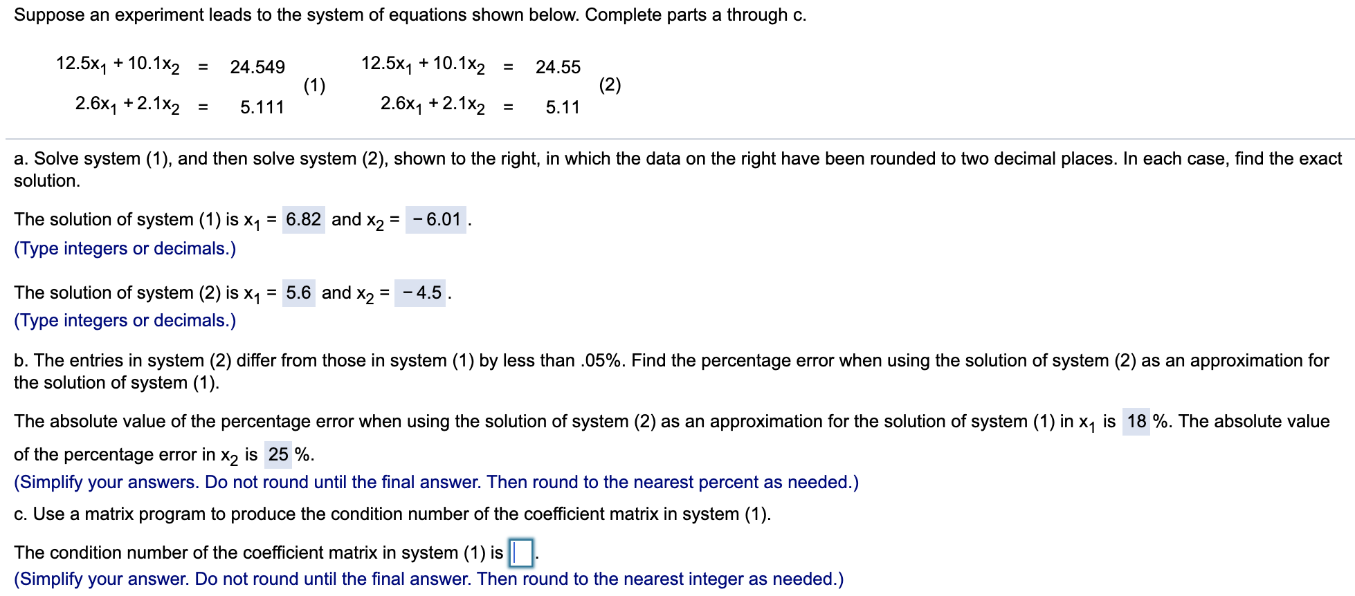 Solved Suppose an experiment leads to the system of | Chegg.com