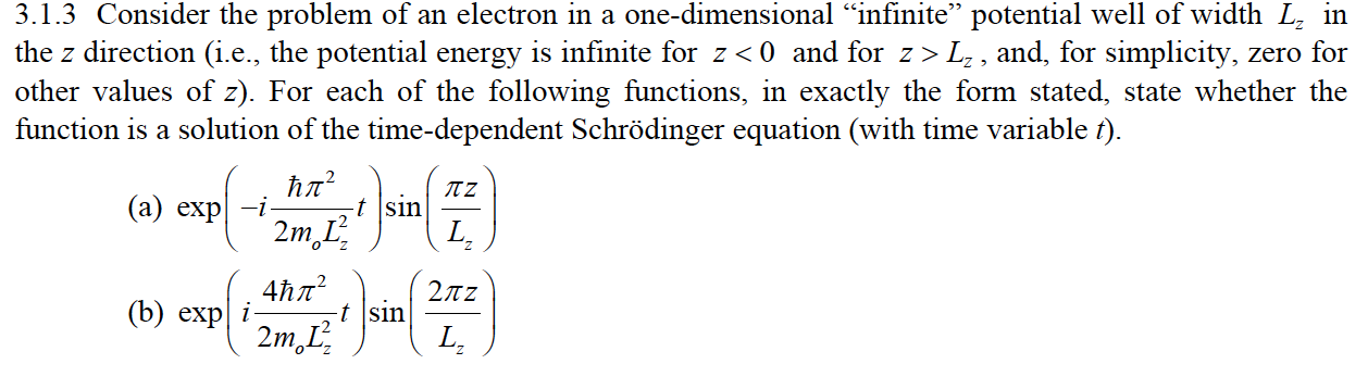 Solved 3 1 3 Consider The Problem Of An Electron In A