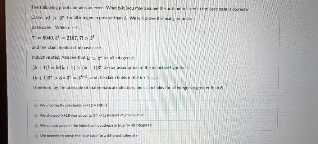 Solved The following proof contains an error. What is it | Chegg.com