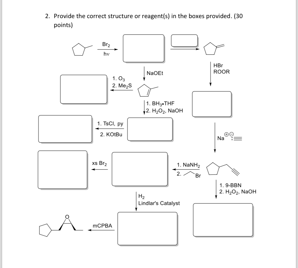 Solved 2. Provide the correct structure or reagent(s) in the | Chegg.com