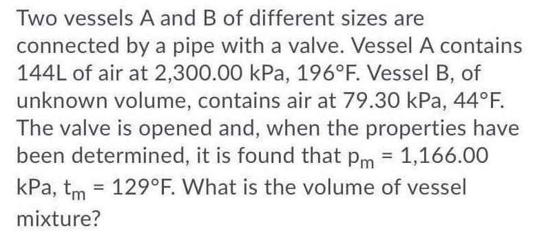 Solved Two vessels A and B of different sizes are connected | Chegg.com