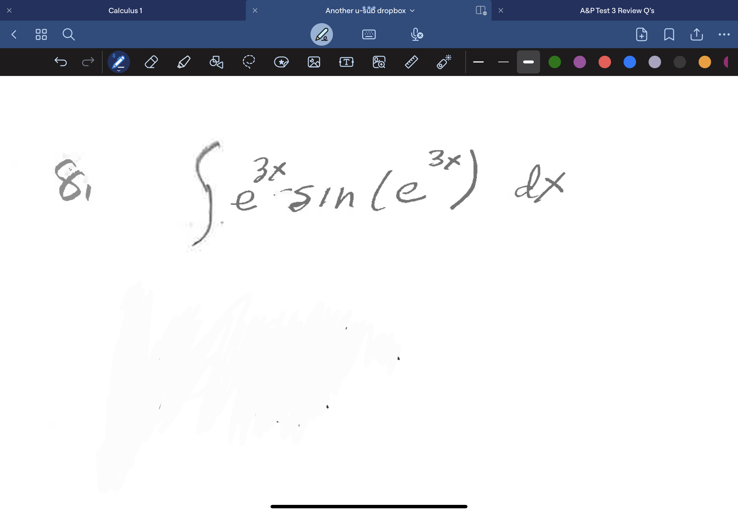 Solved ∫﻿﻿e3x*sin(e3x)dx | Chegg.com
