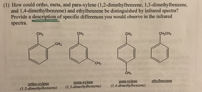 Solved (1) How could ortho, meta, and para-xylene | Chegg.com