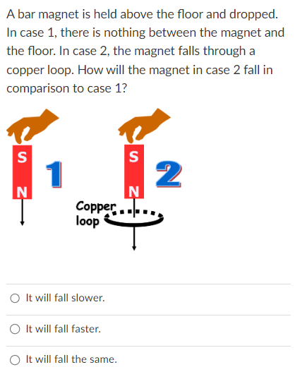 Solved A bar magnet is held above the floor and dropped.In | Chegg.com