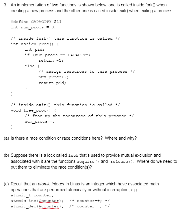 These operations are all atomic, acting on the | Chegg.com