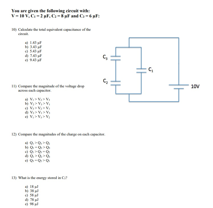 Solved You are given the following circuit with: V = 10 V, | Chegg.com