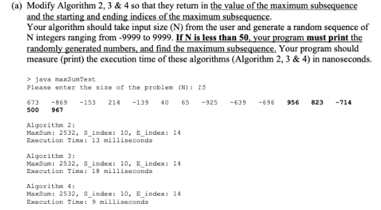 Solved A Modify Algorithm 2 3 And 4 So That They Return In 