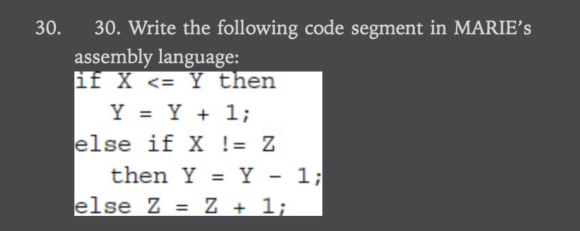 Solved 30 30 Write The Following Code Segment In Maries 