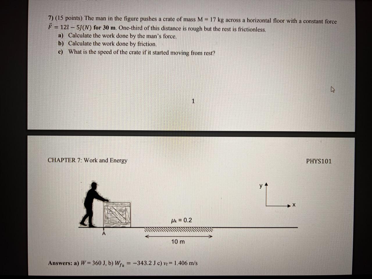 Solved 7) (15 points) The man in the figure pushes a crate | Chegg.com Solved 7) (15 points) The man in the figure pushes a crate | Chegg.com