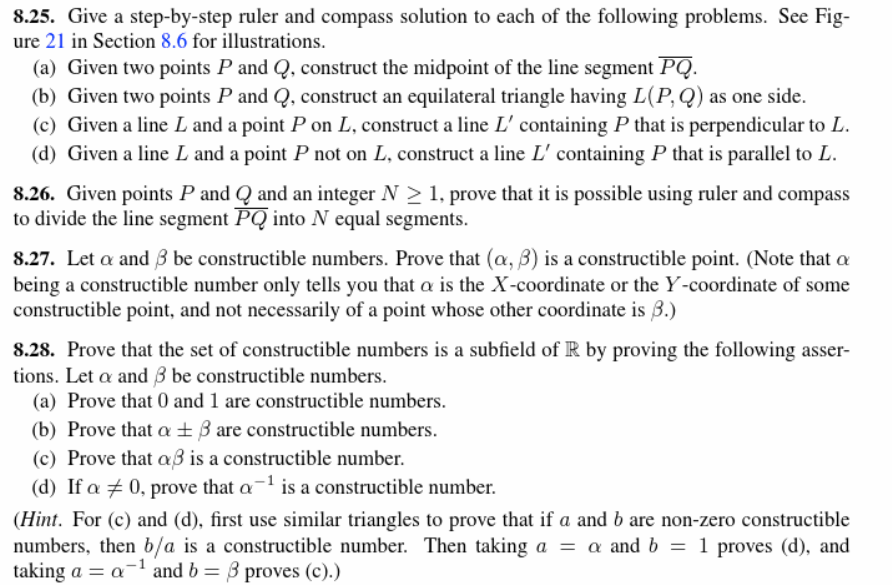 8.25. Give a step-by-step ruler and compass solution | Chegg.com