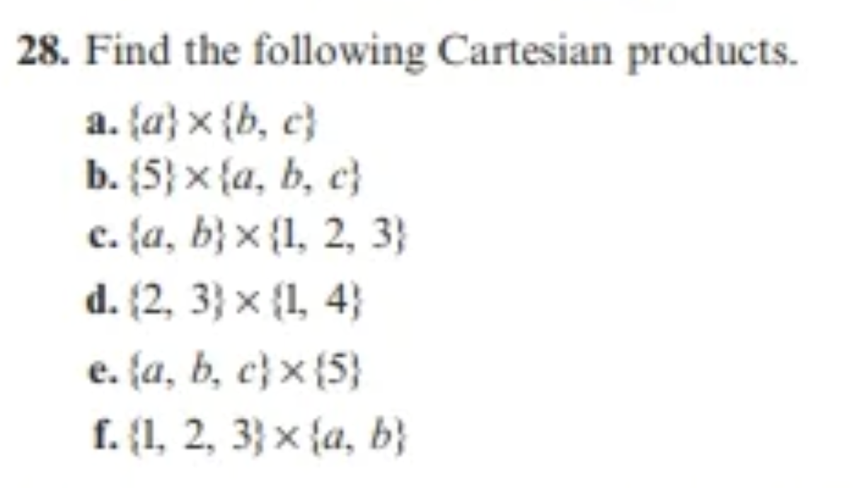 Solved Find the following Cartesian | Chegg.com