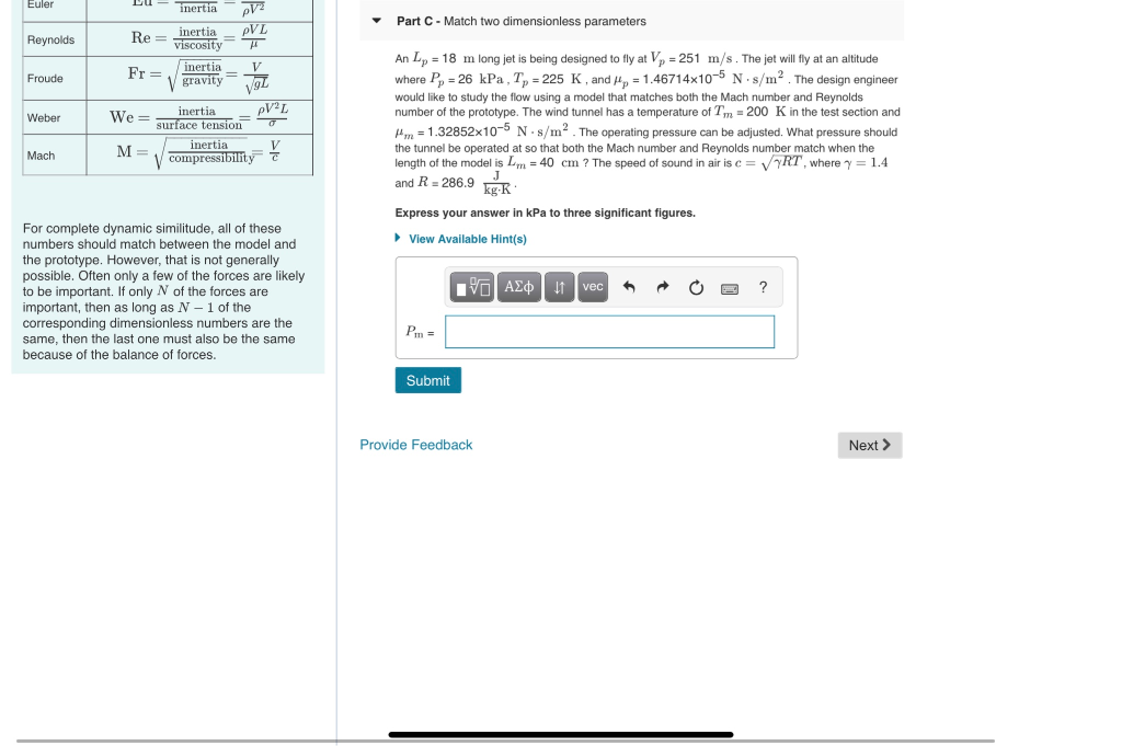 Solved Euler Part C-Match two dimensionless parameters | Chegg.com
