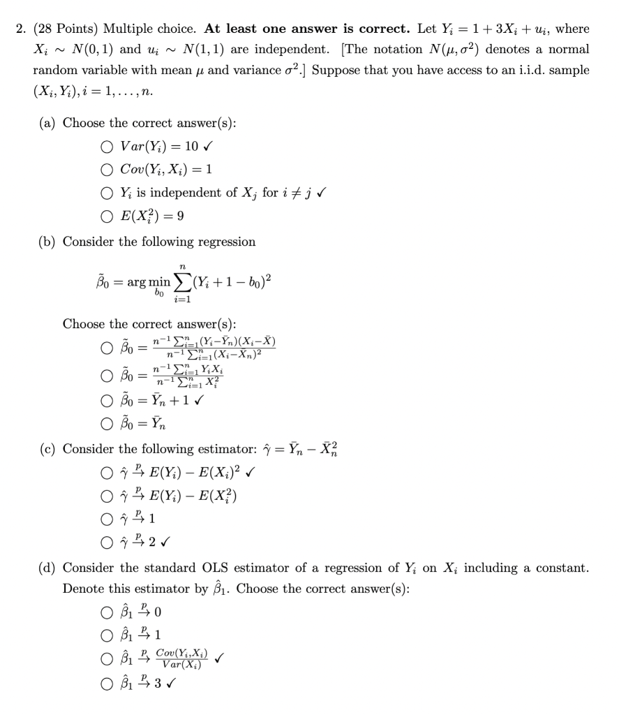 Solved 2. (28 Points) Multiple choice. At least one answer | Chegg.com
