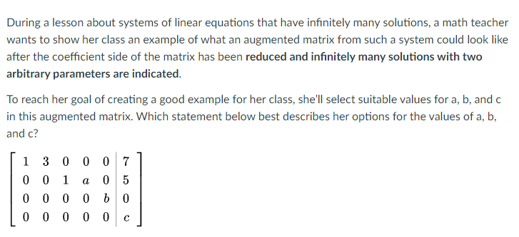 Solved During a lesson about systems of linear equations | Chegg.com