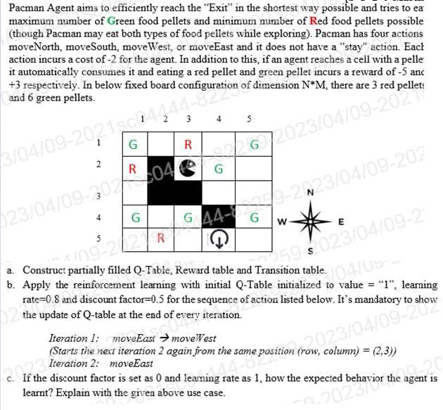 Pacman Agent aims to efficiently reach the "Exit" in | Chegg.com