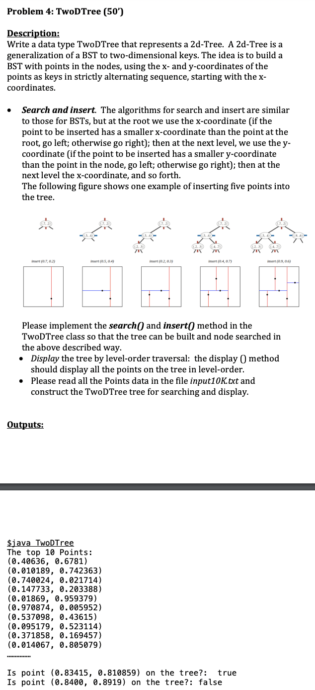 Solved Please implement the following methods from Problem | Chegg.com