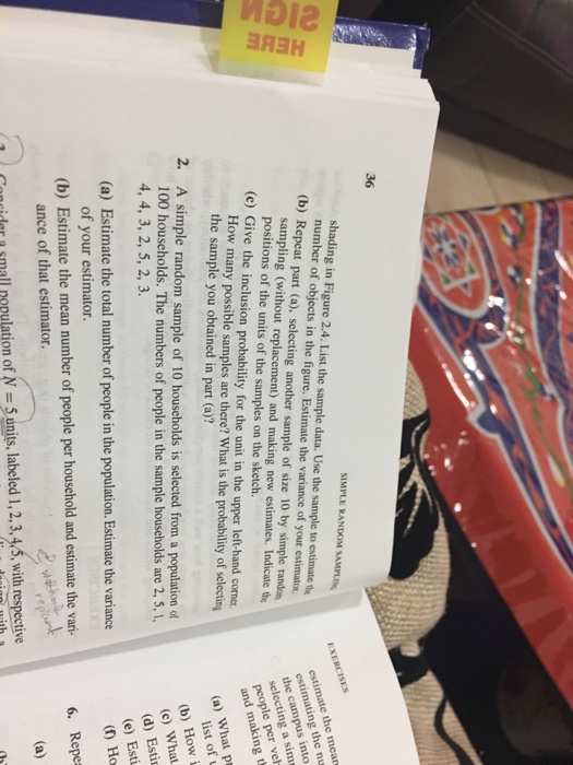 Solved shading SIMPLE RANDOM SA number in Figure 2.4. List | Chegg.com