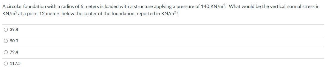 Solved A circular foundation with a radius of 6 meters is | Chegg.com