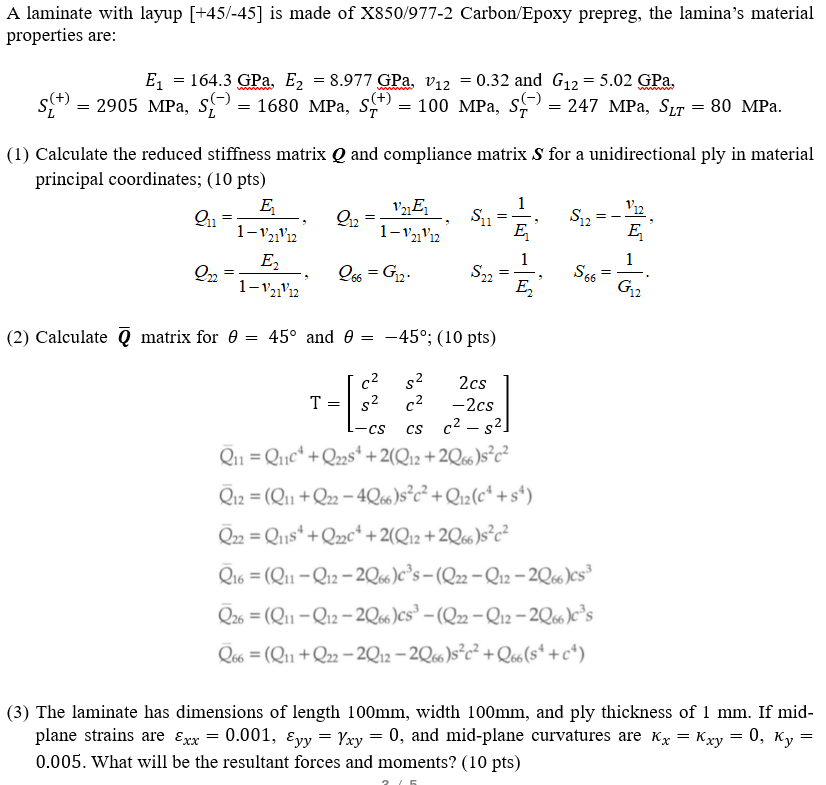 A laminate with layup (+45/-45] is made of X850/977-2 | Chegg.com
