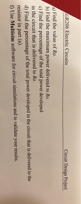 Solved Fig.1 Part II A variable resistor Ro is connected | Chegg.com