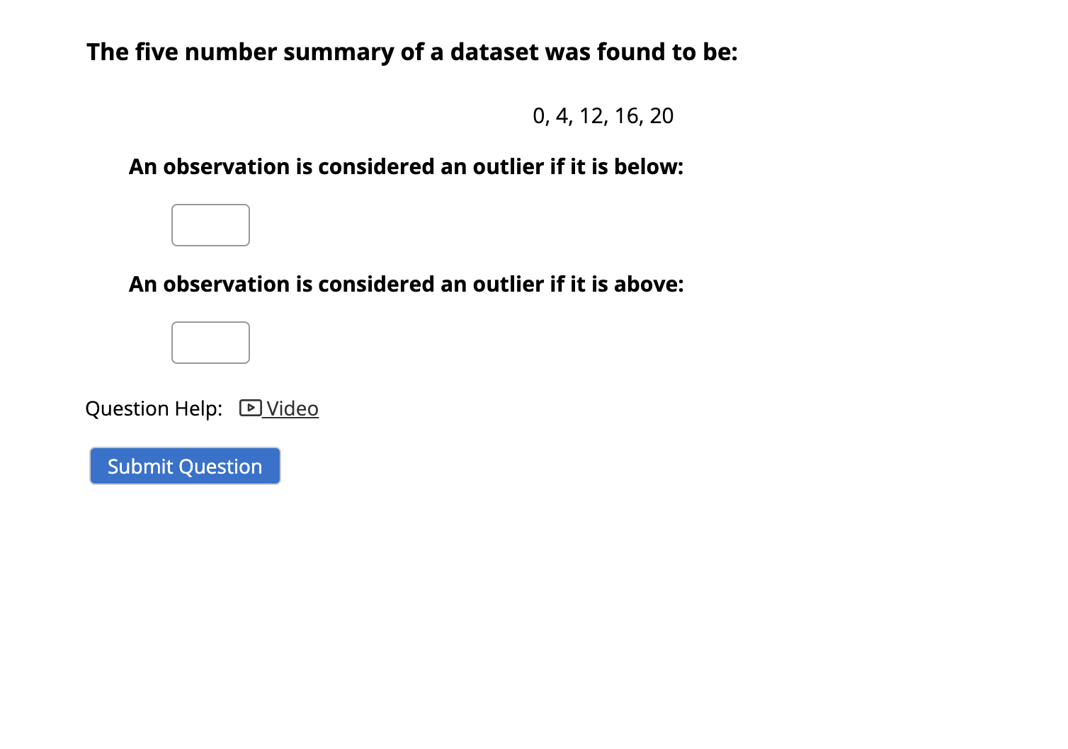 Solved The Five Number Summary Of A Dataset Was Found To Be Chegg