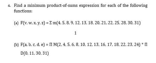 Solved 4. Find a minimum product-of-sums expression for each | Chegg.com
