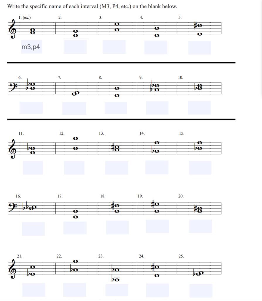 Write the specific name of each interval (M3, P4, | Chegg.com