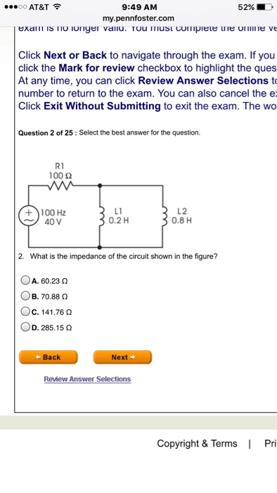 Solved 9:49 AM my.pennfoster.com o AT&T令 52% . Click Next or | Chegg.com
