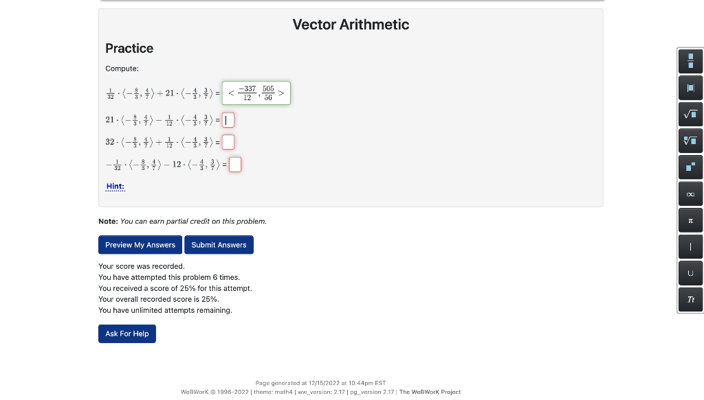 Solved Vector Arithmetic Practice Compute: | Chegg.com