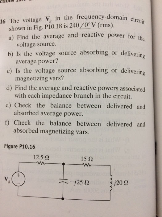 Solved The voltage V_g in the frequency- domain circuit | Chegg.com