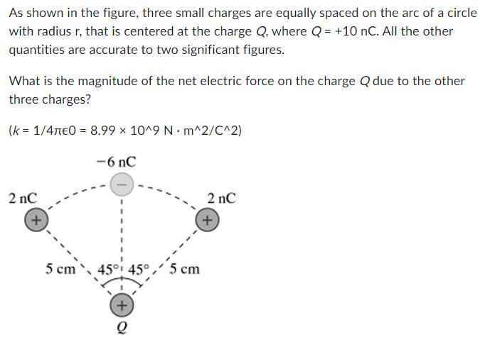 Solved As shown in the figure, three small charges are | Chegg.com