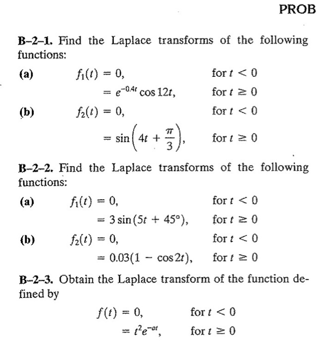 Solved Prob B 2 1 Find The Laplace Transforms Of The 