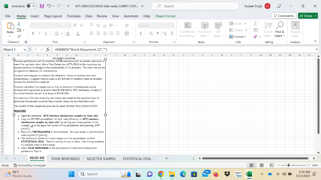File Home Insert Page Layout Formulas Data Review | Chegg.com
