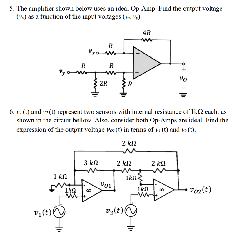 Solved The amplifier shown below uses an ideal Op-Amp. Find | Chegg.com