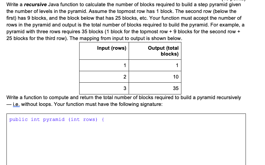 Solved Write a recursive Java function to calculate the | Chegg.com