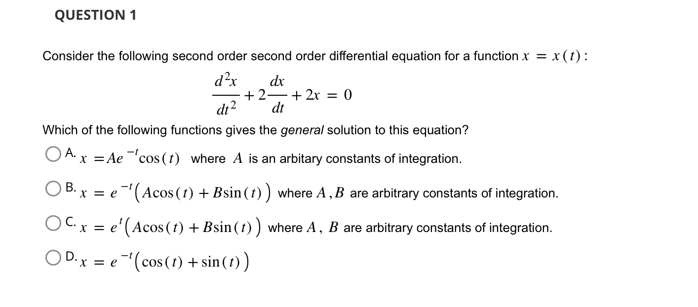 Solved Consider the following second order second order | Chegg.com
