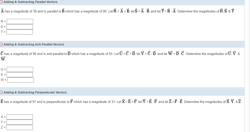 Solved Adding & Subtracting Parallel Vectors A has a | Chegg.com
