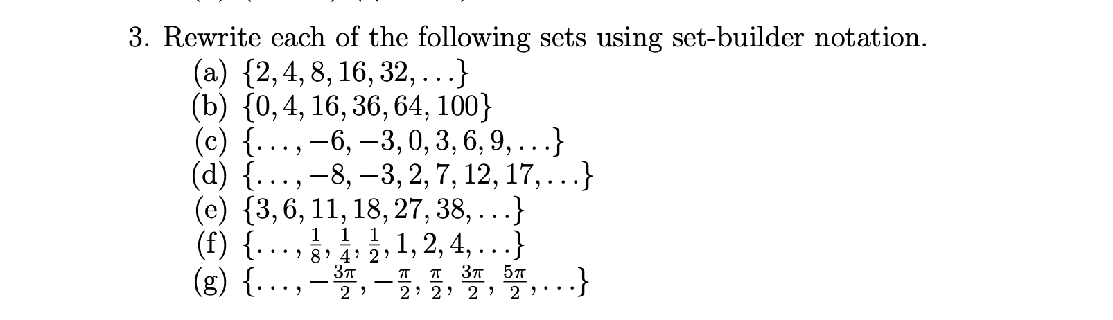 Solved 3. Rewrite each of the following sets using | Chegg.com