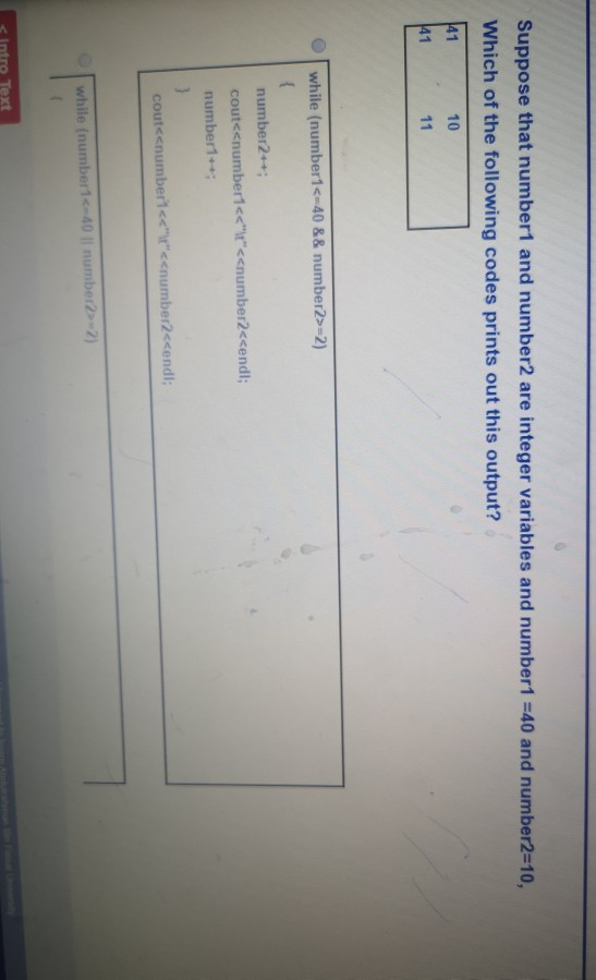 Solved Suppose that number1 and number2 are integer | Chegg.com