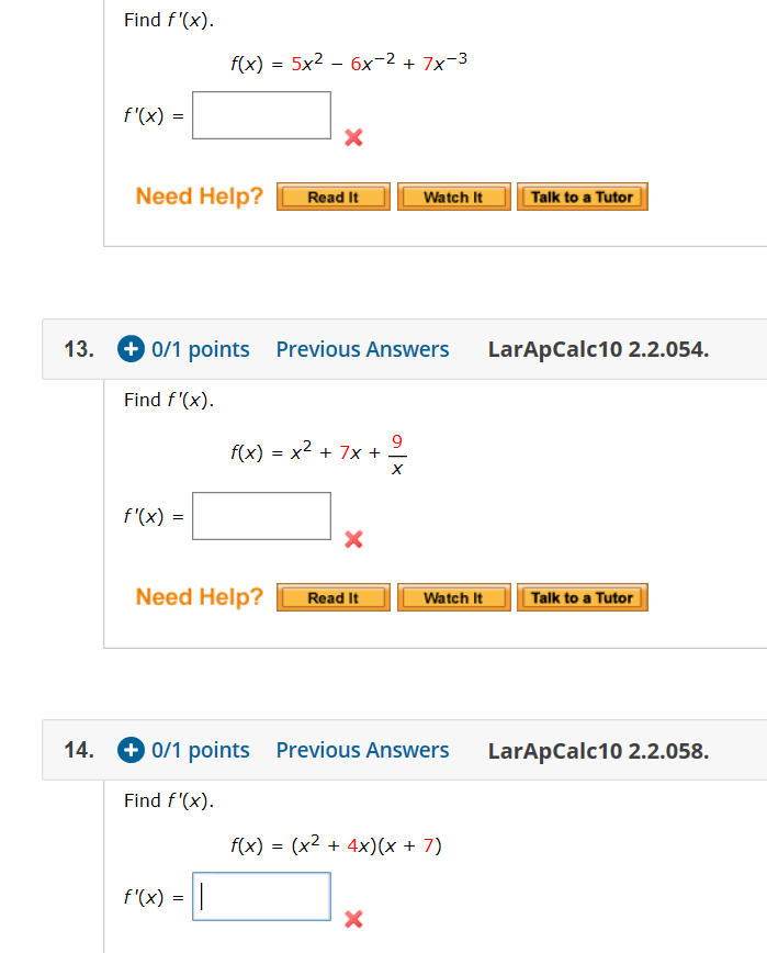 Solved Find F X F X 5x2 6x 2 7x 3 F X Need