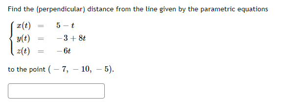 Solved Find the (perpendicular) distance from the line given | Chegg.com